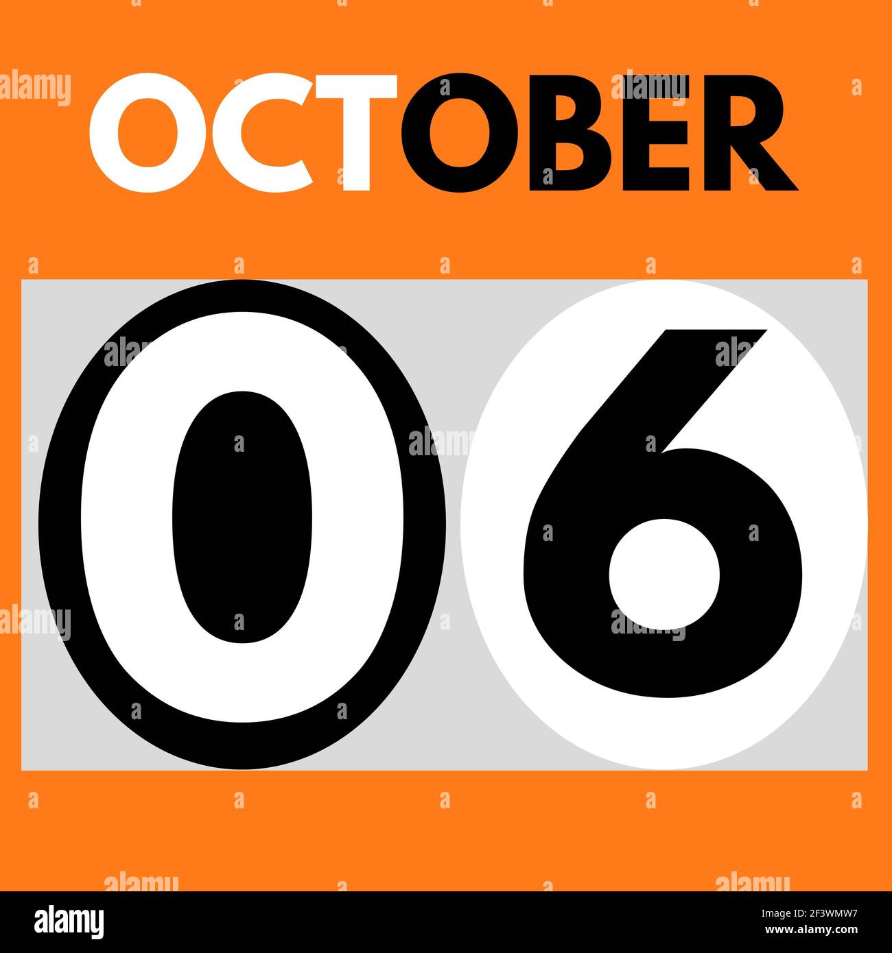 October 6 . Modern daily calendar icon .date ,day, month .calendar for ...