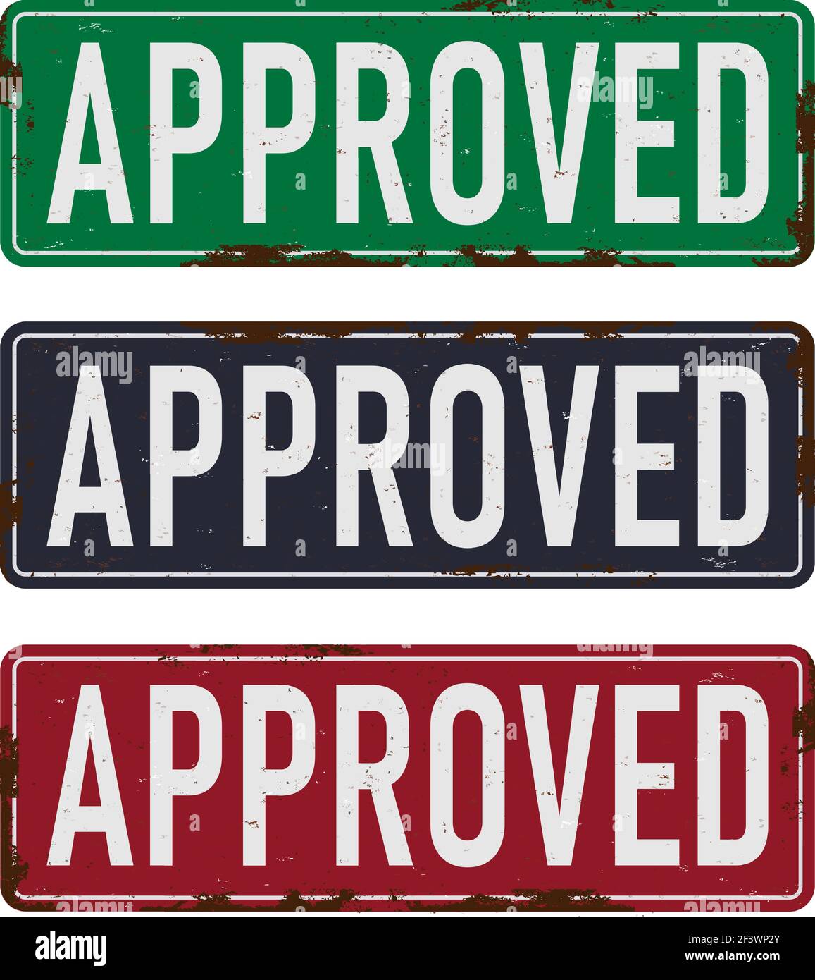 color set approvedgrunge road sign on white background. Vector ...