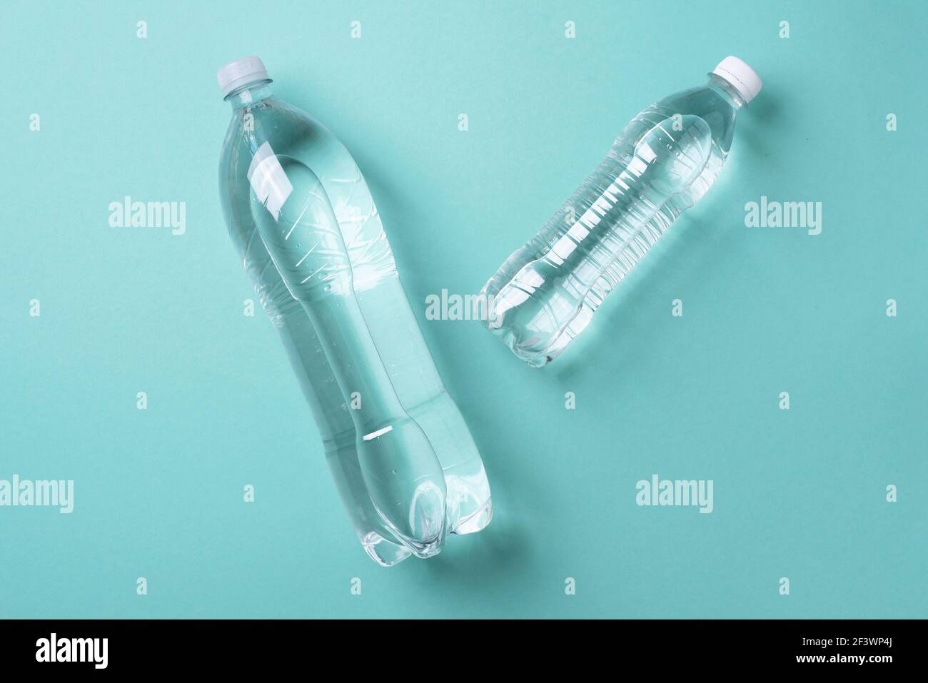 Pure water in bottle for healthy lifestyle. Top view. Copy space. Water ...