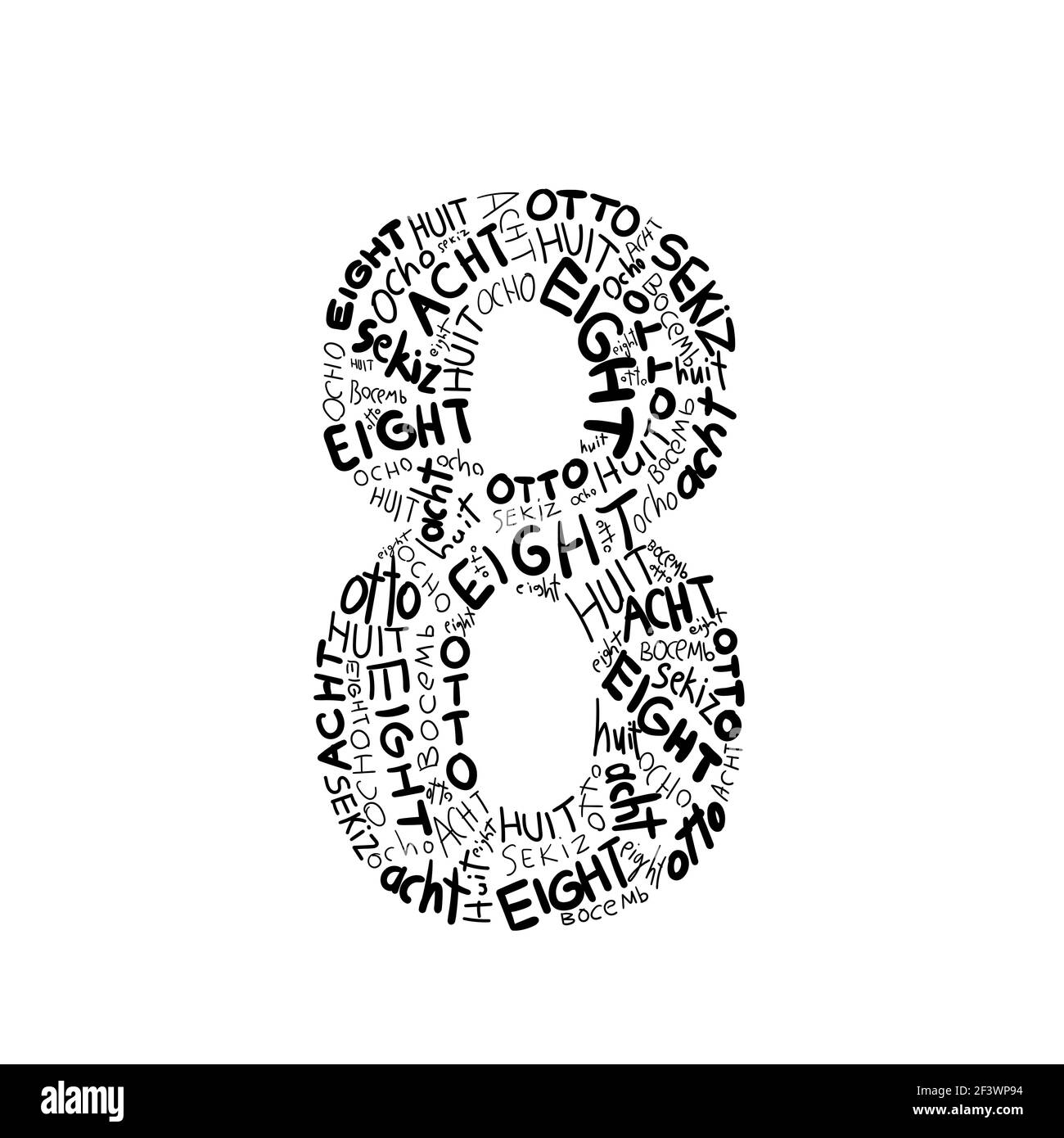 Number eight handwritten number eight Black and White Stock Photos ...