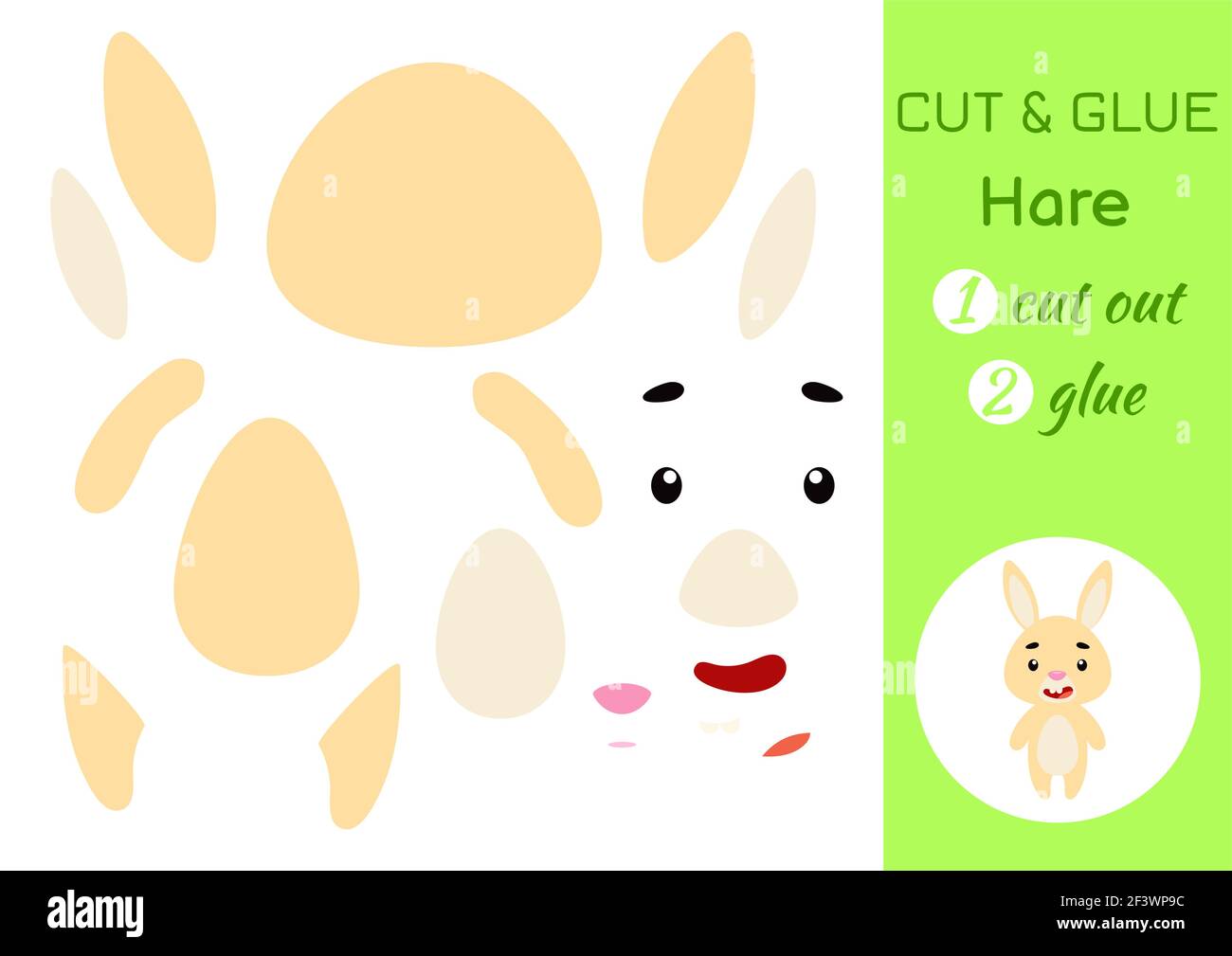 Cut and glue paper little hare. Kids crafts activity page. Educational ...