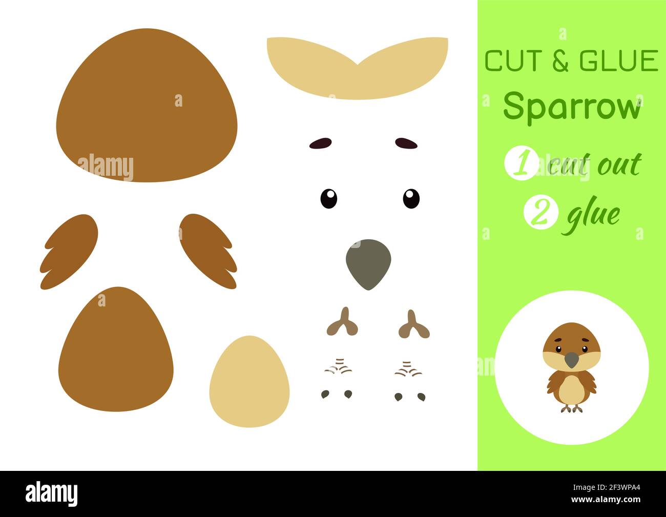 Cut and glue paper little sparrow. Kids crafts activity page ...