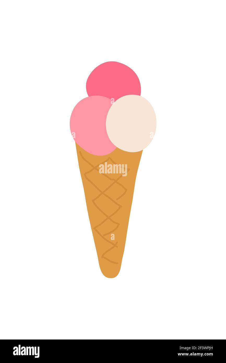 Hand drawn simple colored ice cream illustrations isolated on white ...