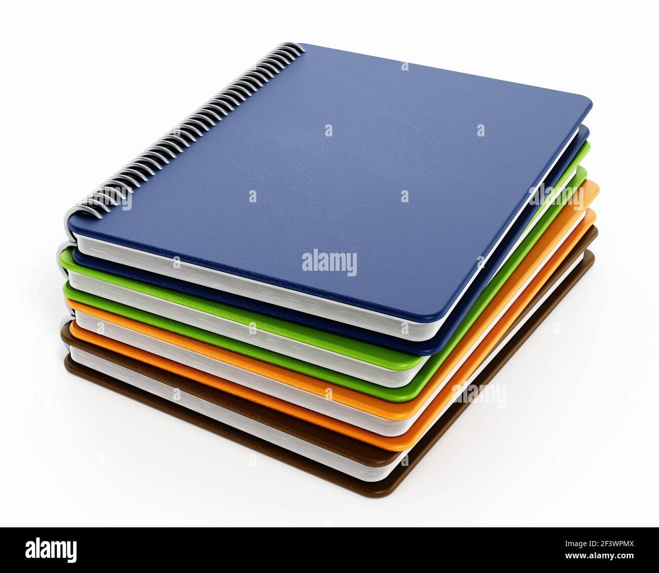 Stack of notepads isolated on white background. 3D illustration Stock ...