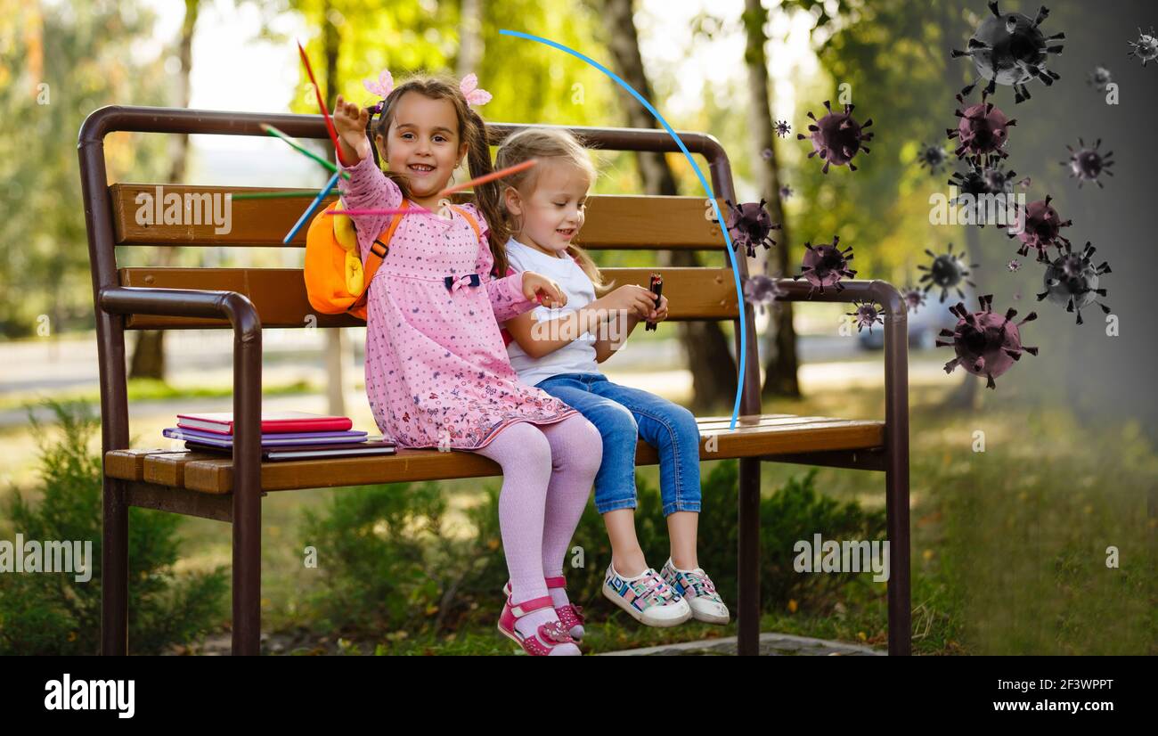 kids virus protection, Covid19 coronavirus, illustration Stock Photo ...