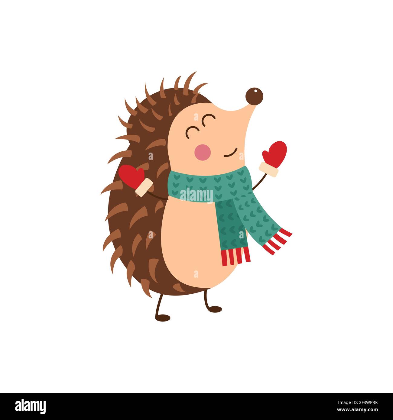 Vector illustration of smiling hedgehog. Isolated on white. Cute ...
