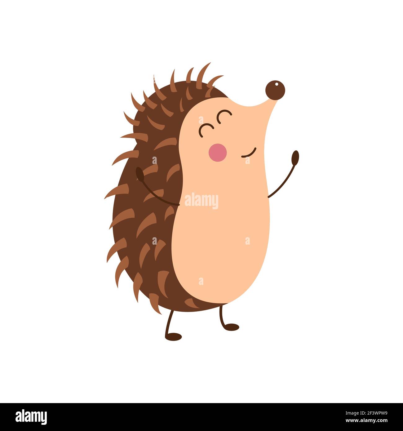 Vector illustration of smiling hedgehog. Isolated on white. Cute ...
