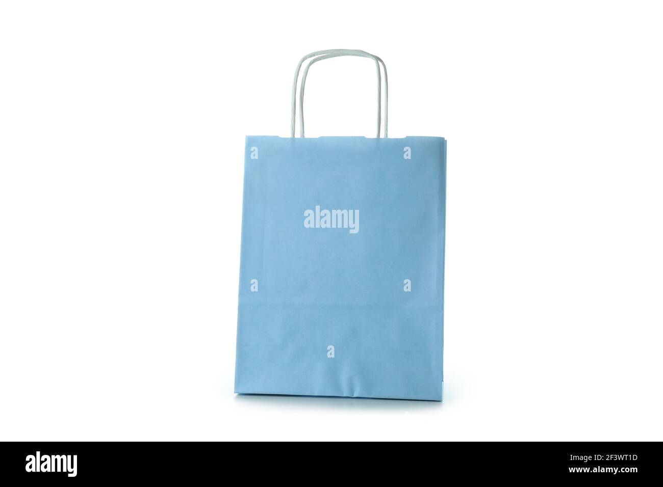 Blue paper bag isolated on white background Stock Photo - Alamy