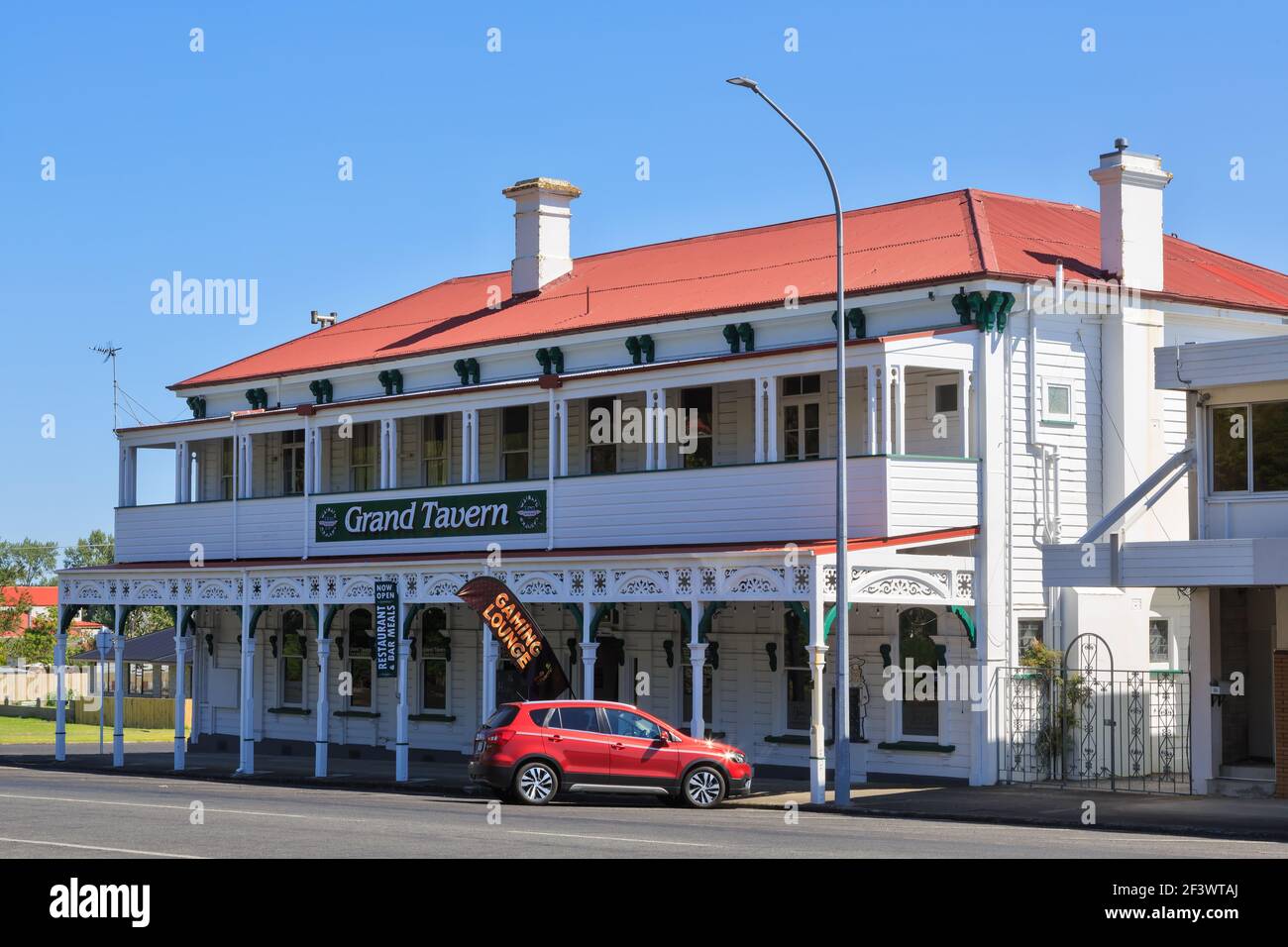 The historic Grand Hotel building in Te Aroha, New Zealand, built in ...