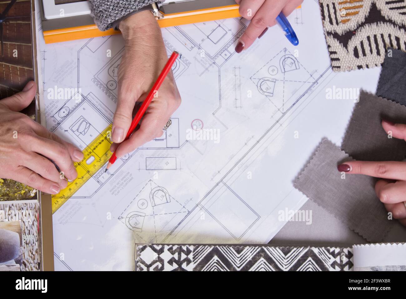 A top view of working designers hands Stock Photo - Alamy