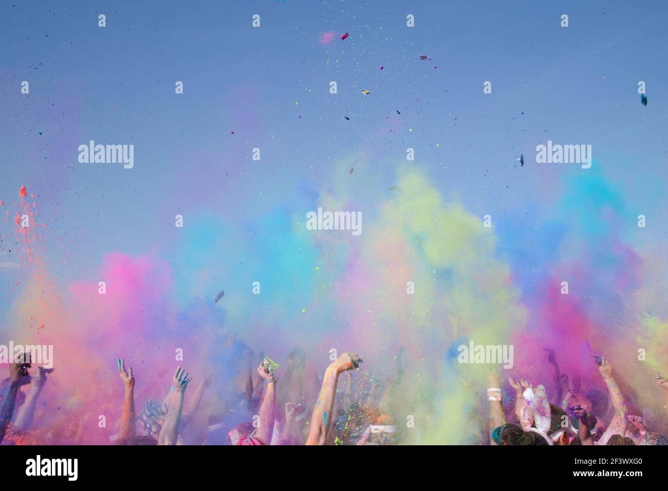 A crowd during color festival Stock Photo - Alamy