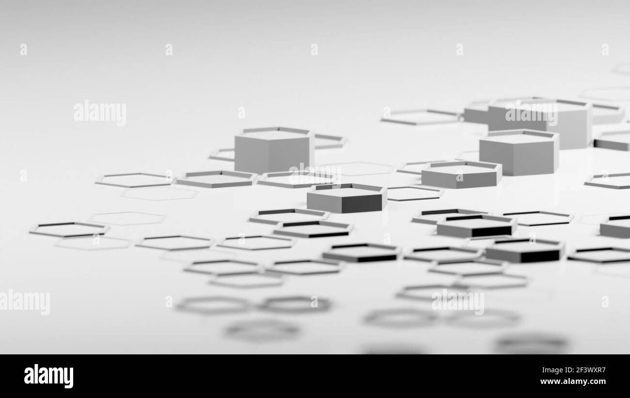 Hexagons or honeycombs tiles, 3D rendering hexagonal wallpaper, geometric illustration ...