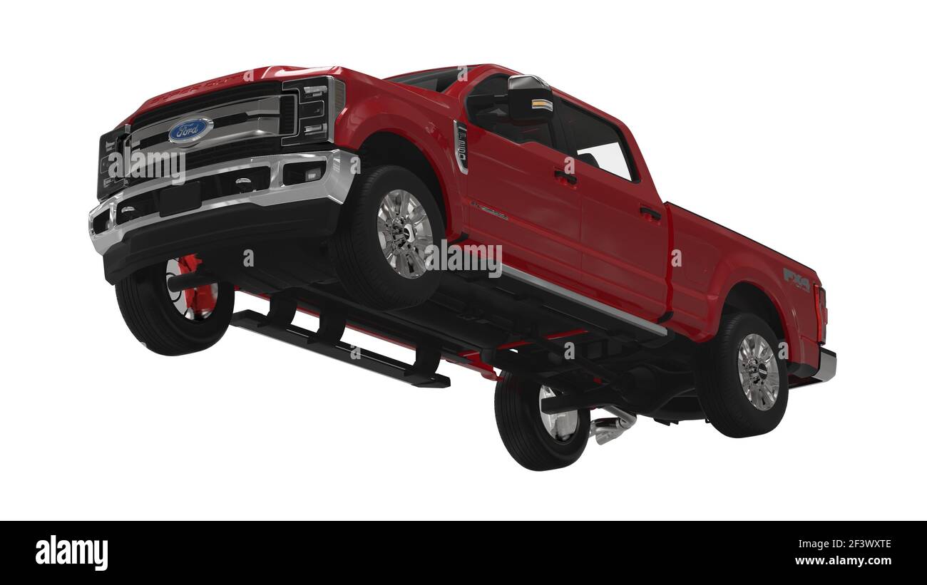 AUSTIN, UNITED STATES - Mar 05, 2018: rendering of a Red F-150 Ford ...