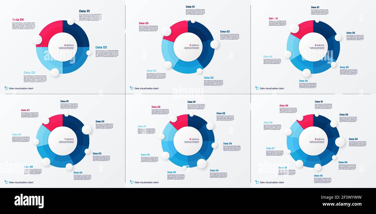 Set of vector modern circle chart infographic templates. 4-9 options ...