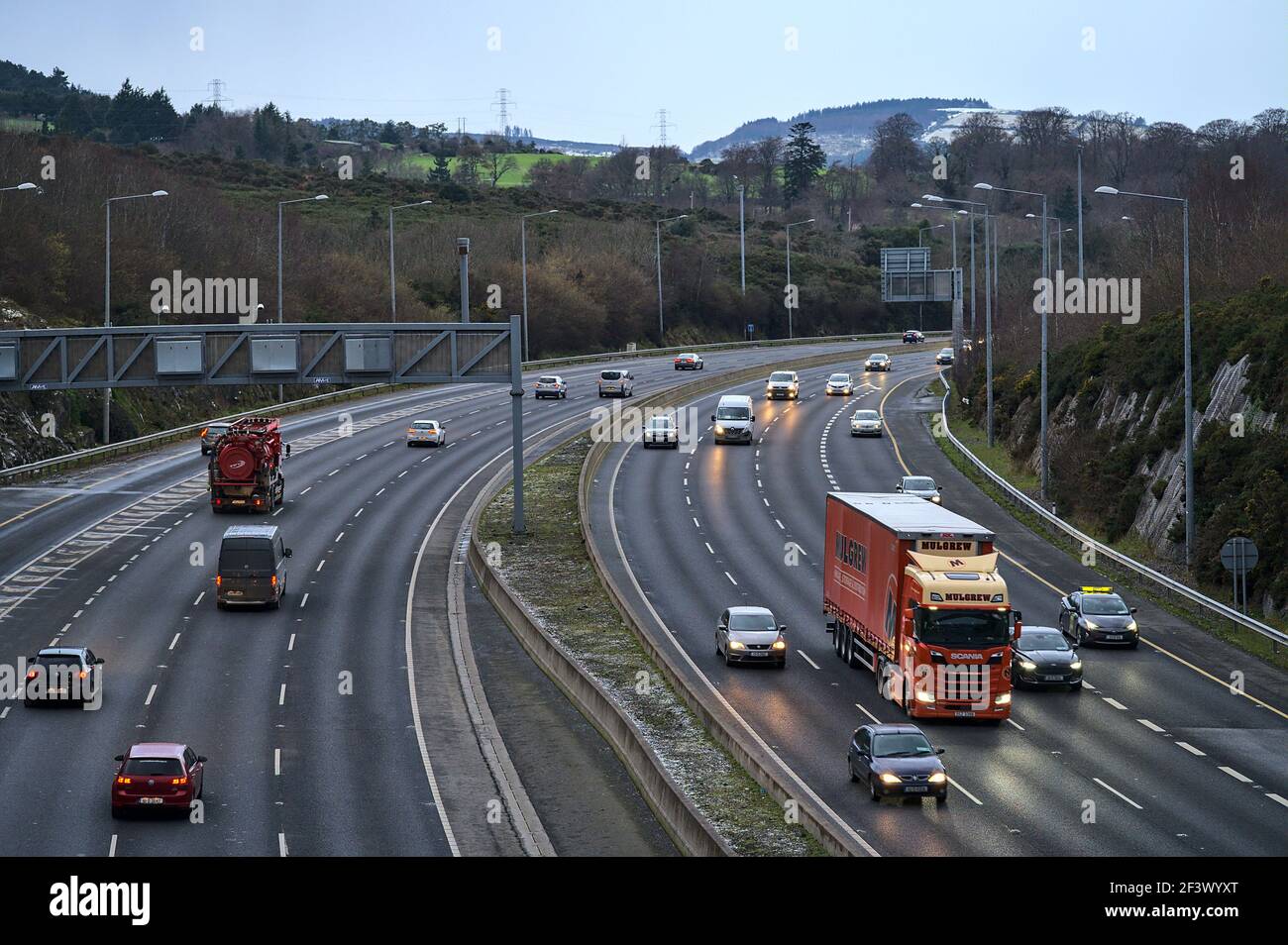 Dublin, Ireland - February 9, 2020: Cars returning to highways as ...