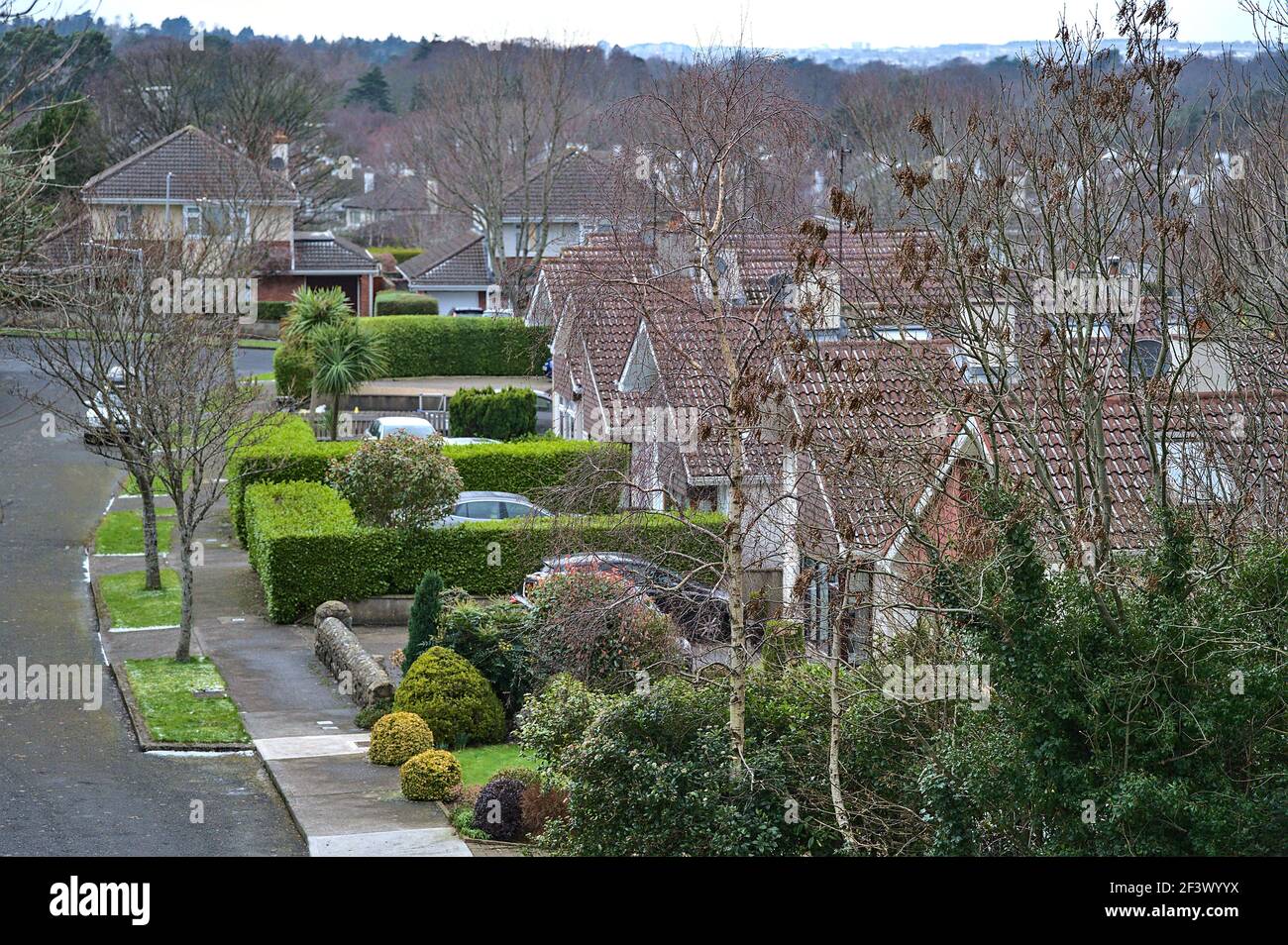 Beautiful view of Southeastern Dublin traditional Irish houses taken ...