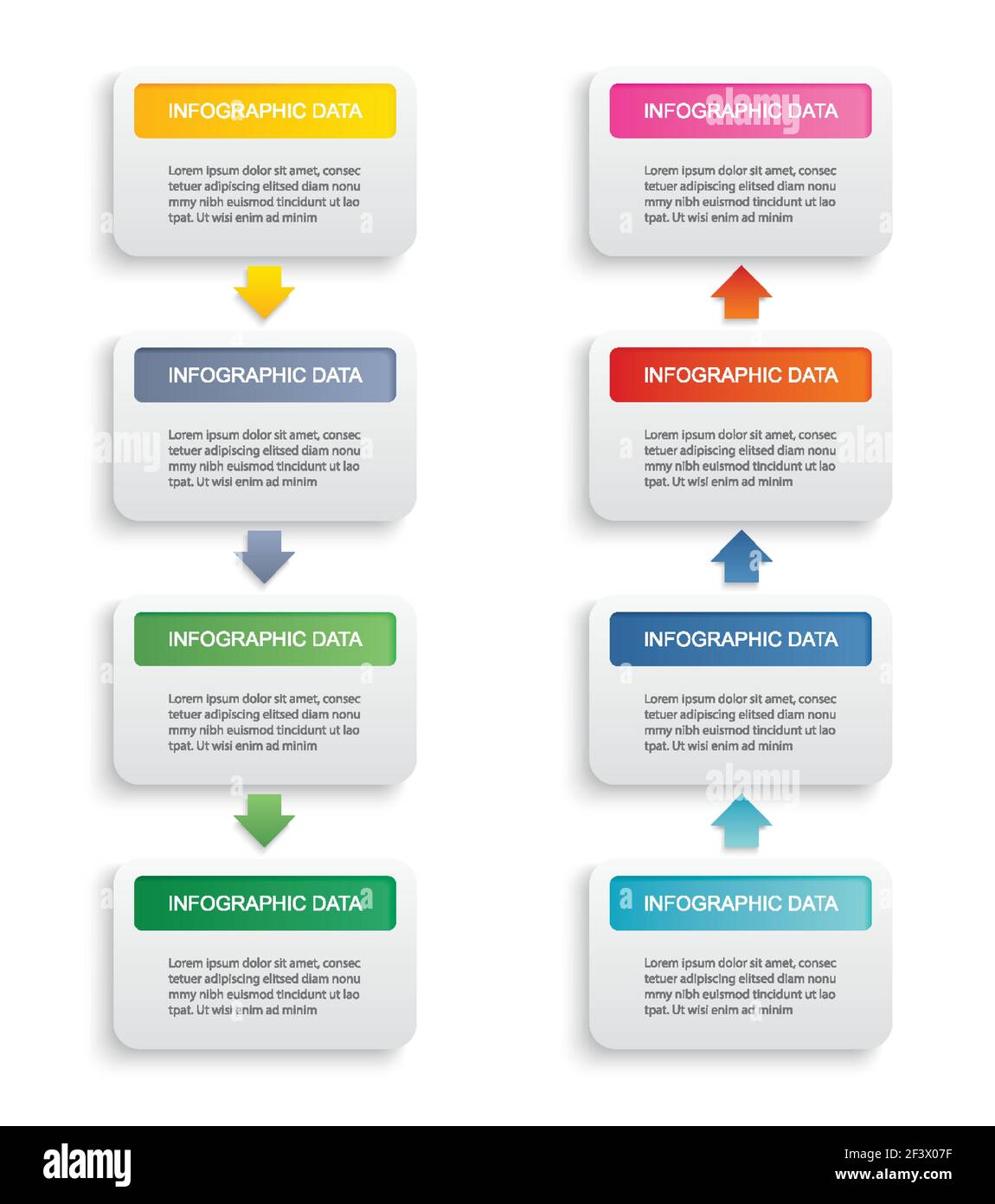 Infographics rectangle paper index with 8 data template. Vector ...