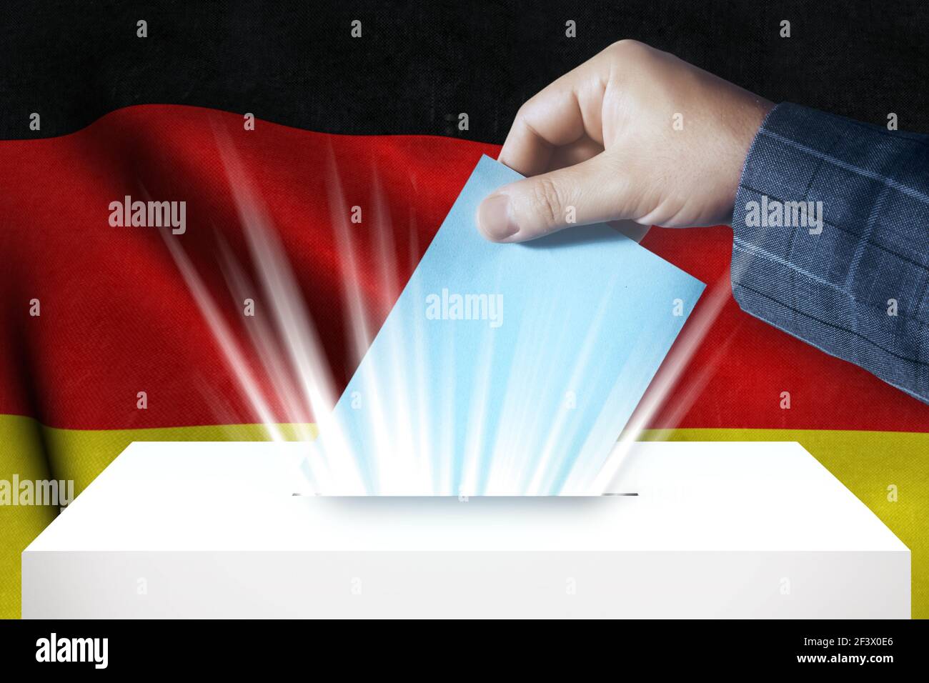 Germany - Voting On Ballot Box With National Flag Background Stock ...