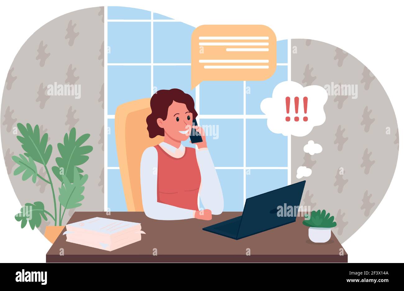 Work phone call 2D vector web banner, poster Stock Vector Image & Art ...