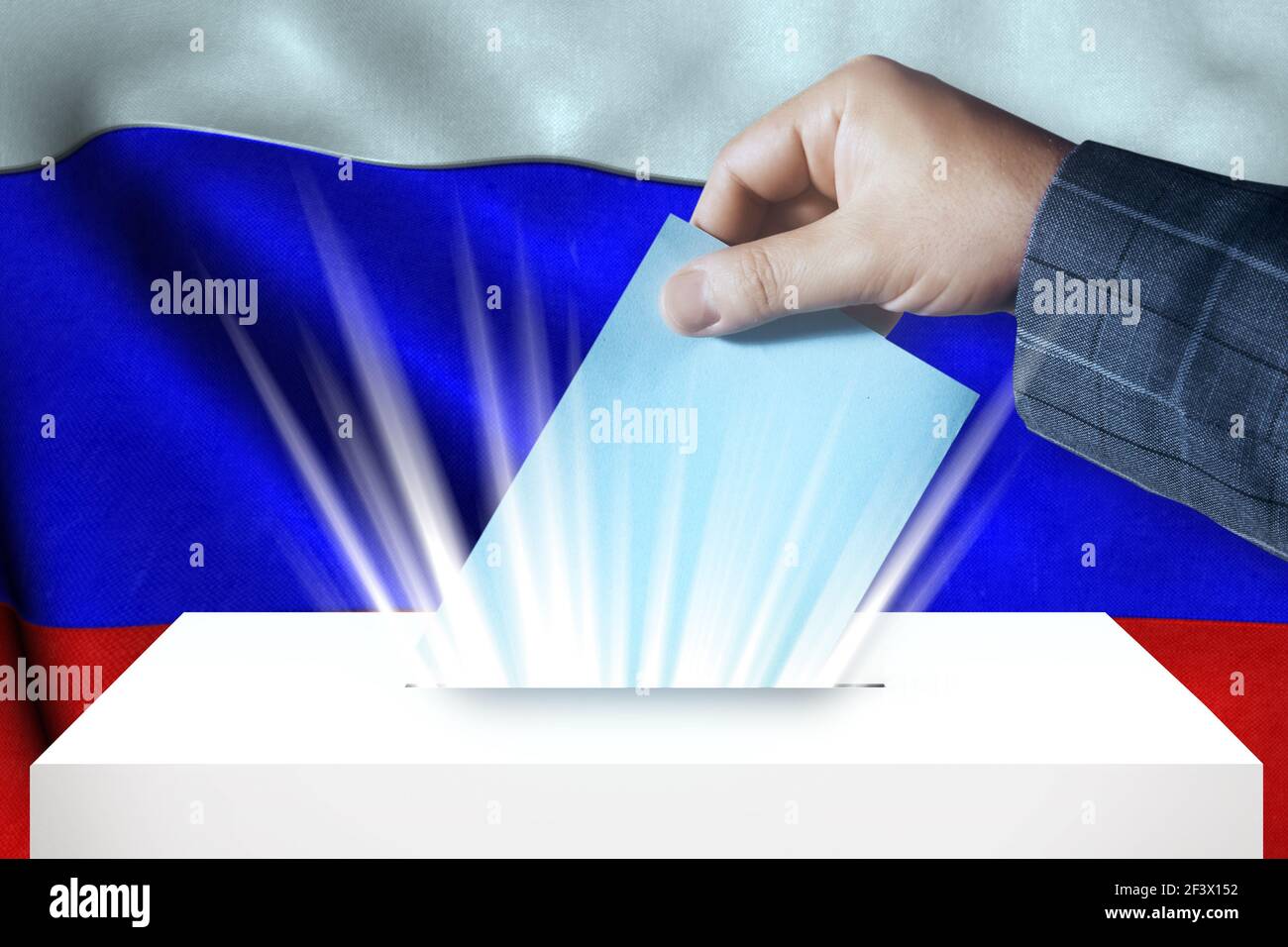 Russia - Voting On Ballot Box With National Flag Background Stock Photo ...