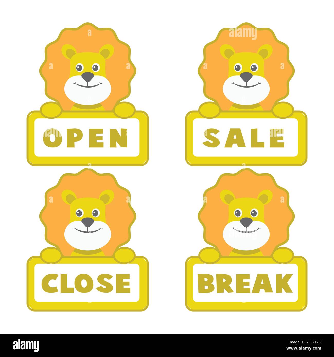 Open and closed board signs The sign is openly close, animal Vector ...