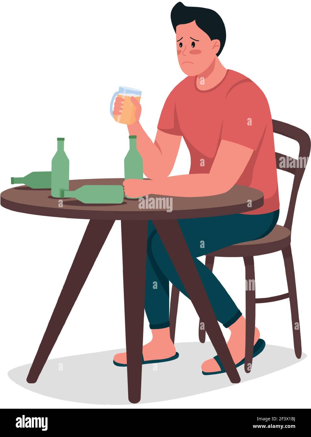 Alcoholic man flat color vector detailed character Stock Vector Image ...