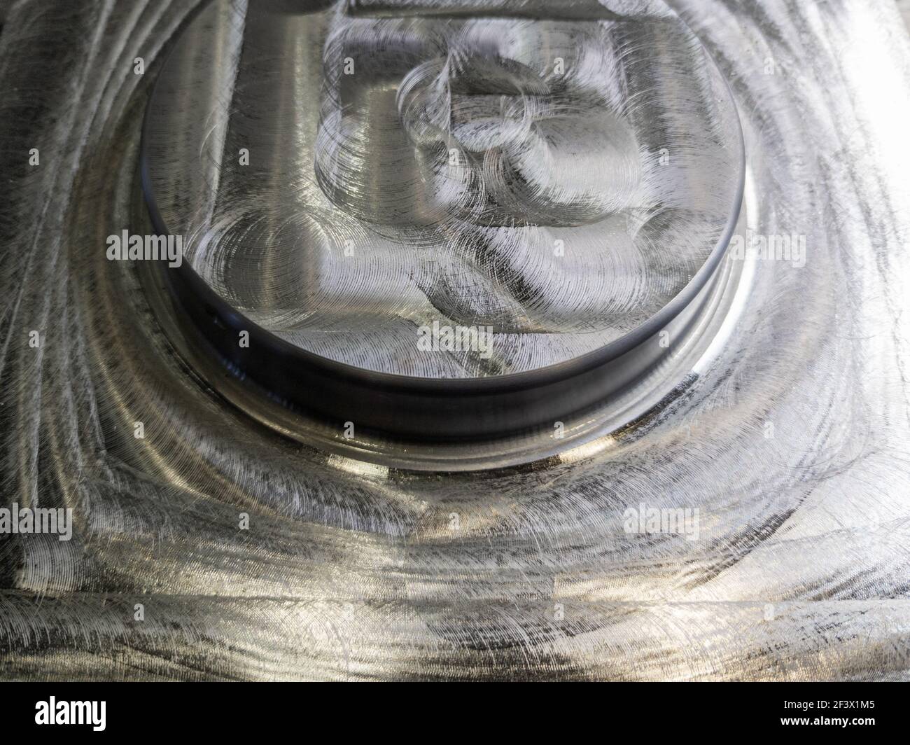 round steel workpiece after cnc surface milling - full frame industrial ...