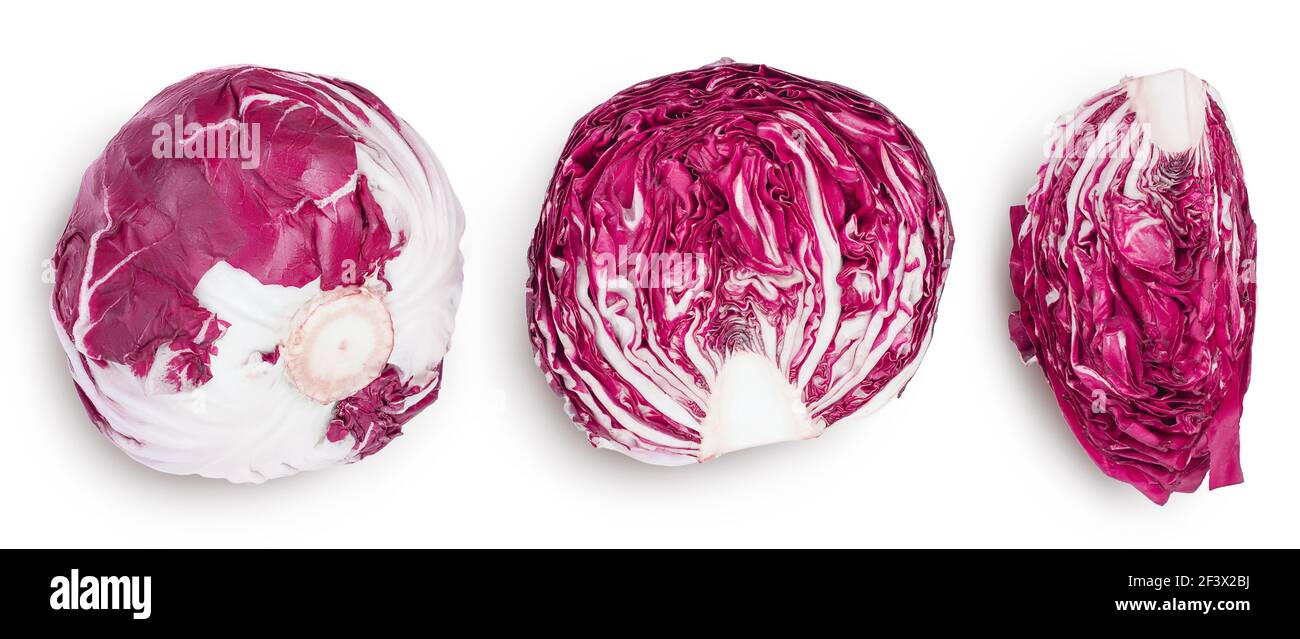 Fresh red radicchio salad isolated on white background with clipping ...