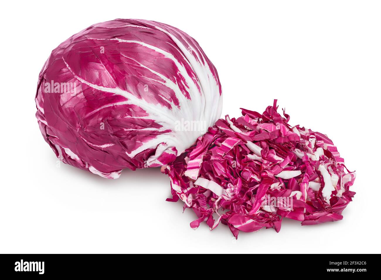 Fresh red radicchio salad isolated on white background with clipping ...