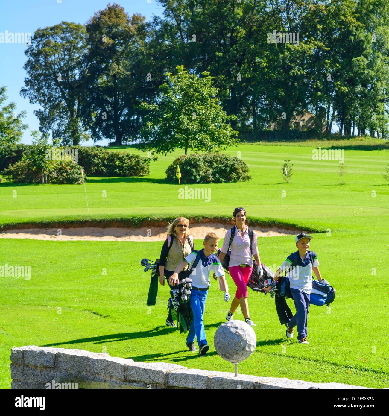 A group of golfers is relaxed on the fairway. Golf, a communicative ...
