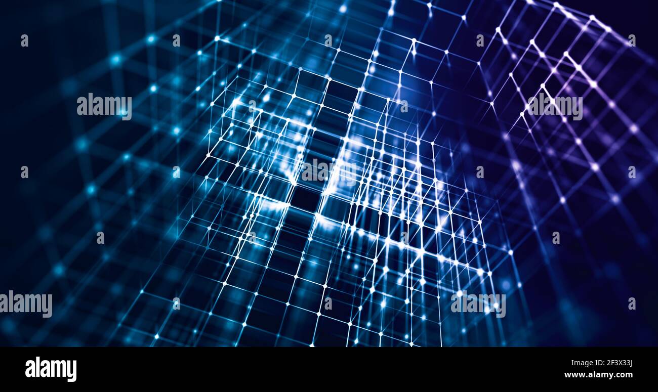 Data building dots and line connections, information flow. Tech, social ...