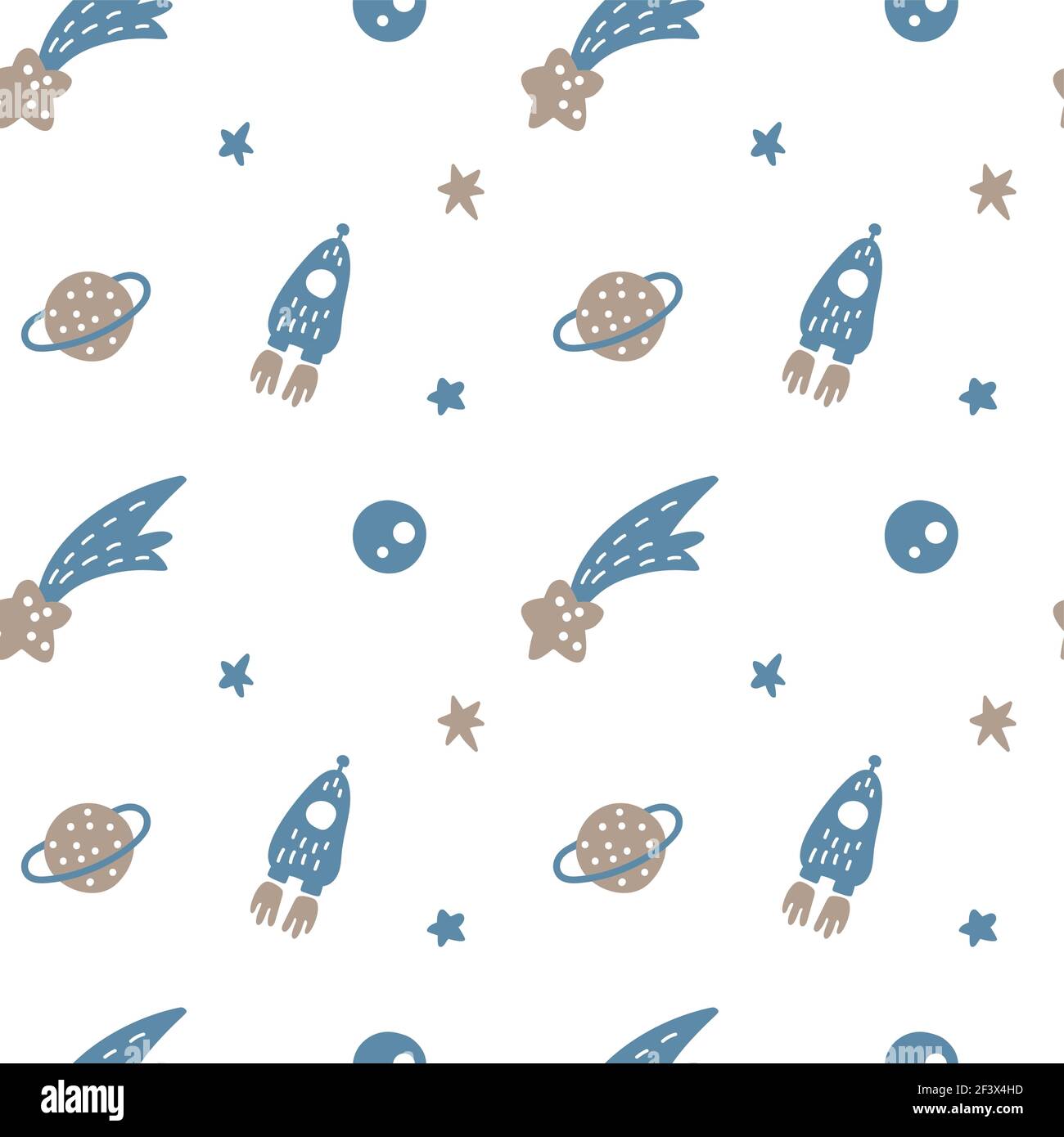 Vector flat space seamless pattern background. Cute color template with ...