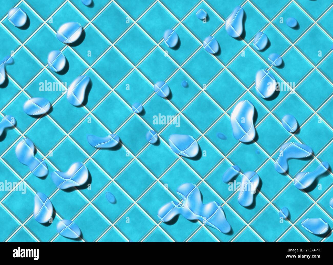 blue drops on many bright square ceramic tile. pattern texture Stock ...