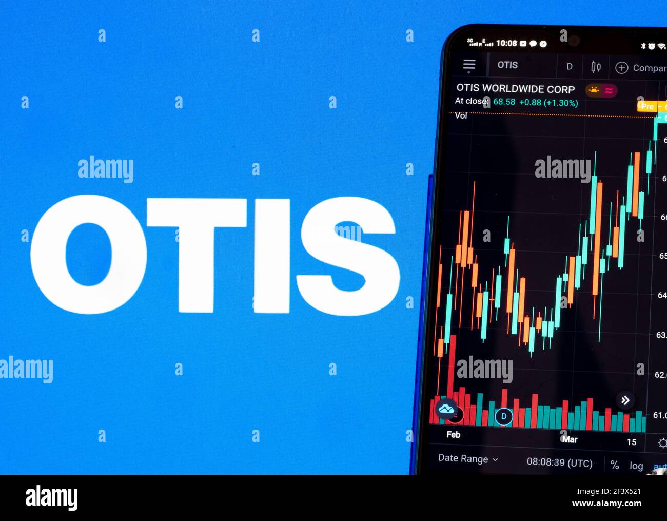 In this photo illustration the stock market information of Otis ...