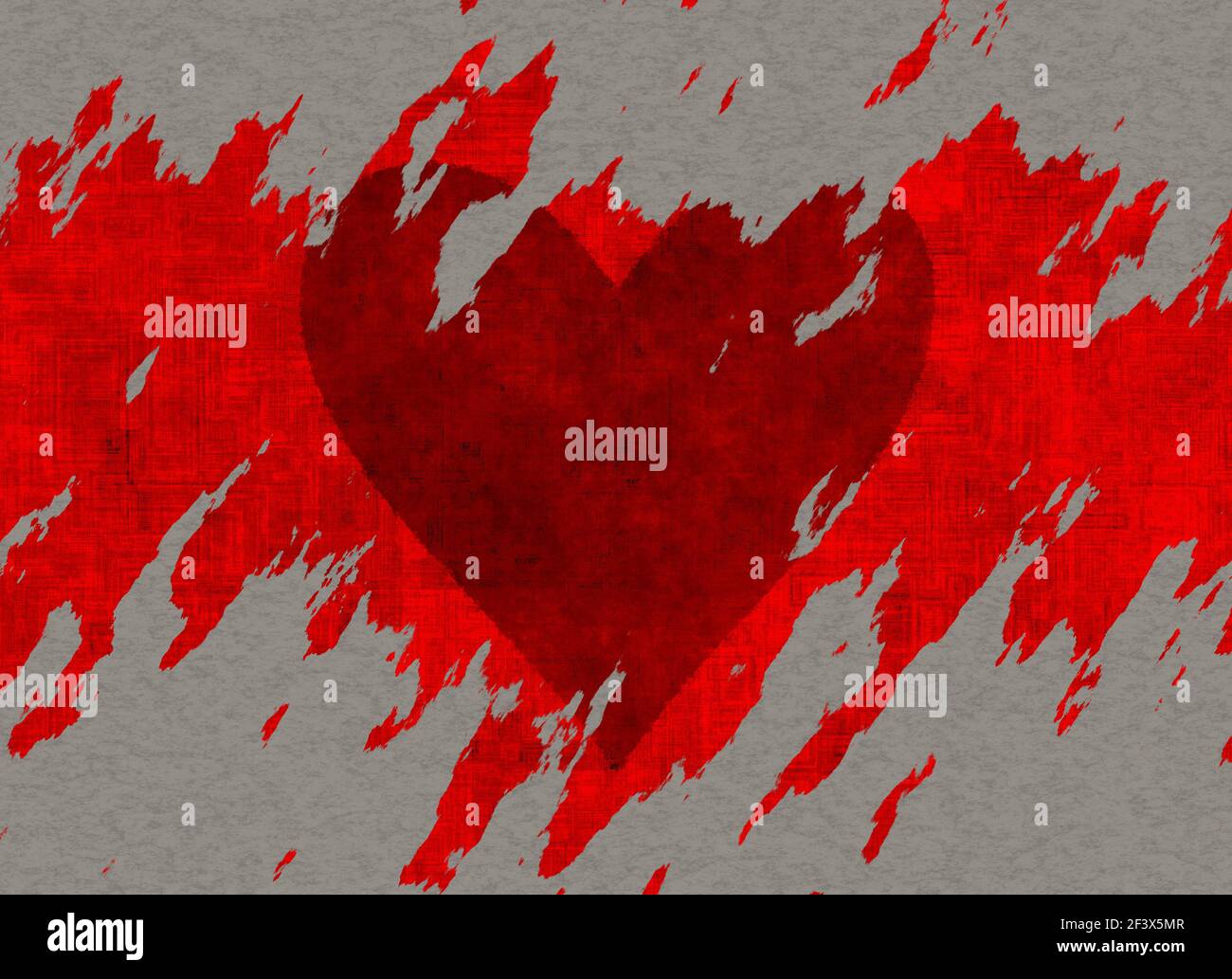 big textured red tear heart drawing on paper Stock Photo - Alamy