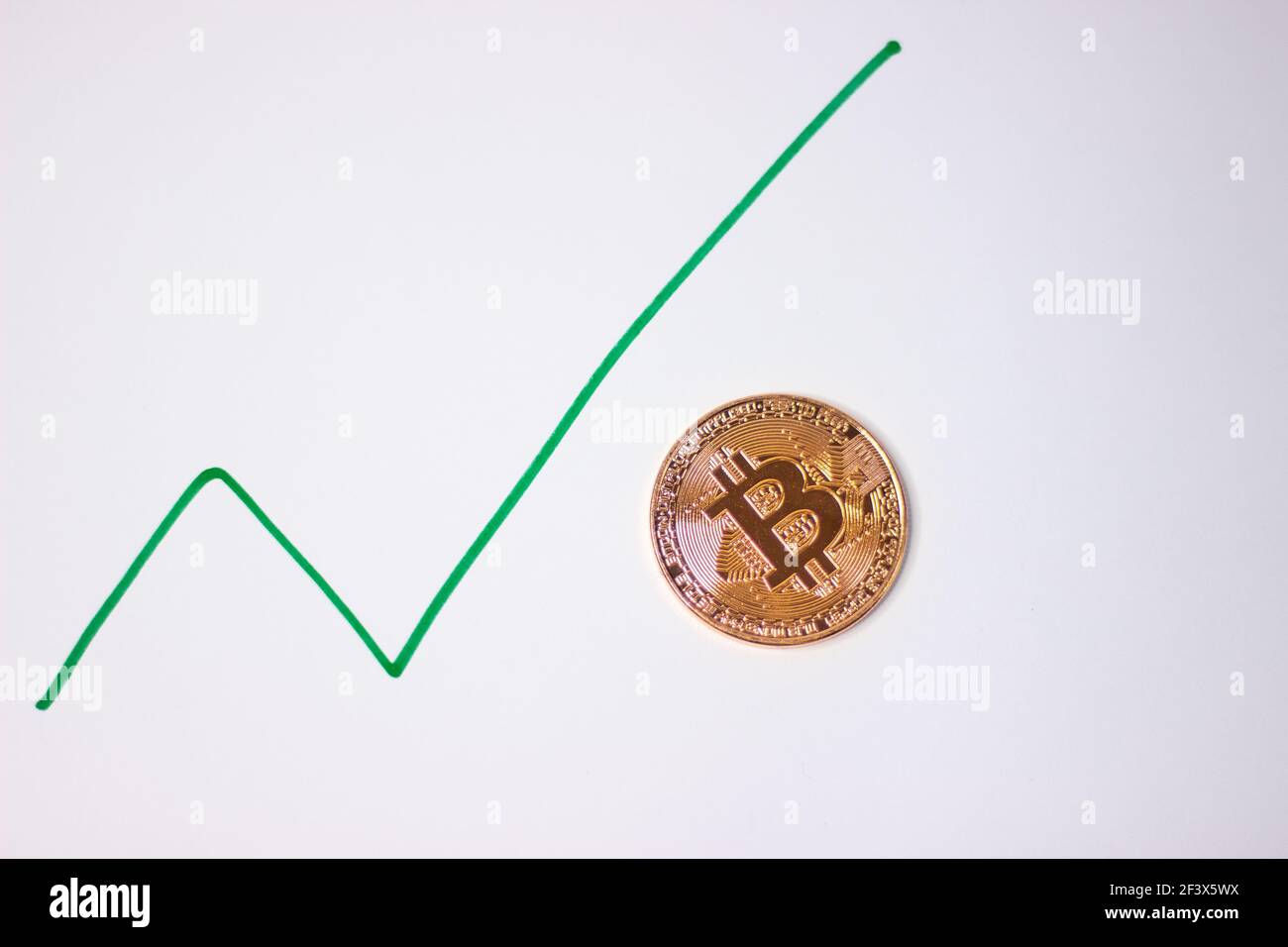 Bitcoin golden physical coin illustration hi-res stock photography and ...