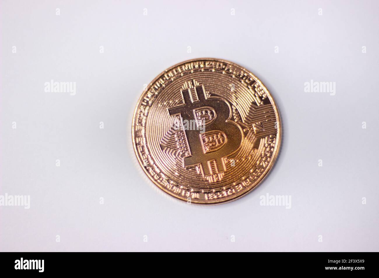 Bitcoin golden physical coin illustration hi-res stock photography and ...