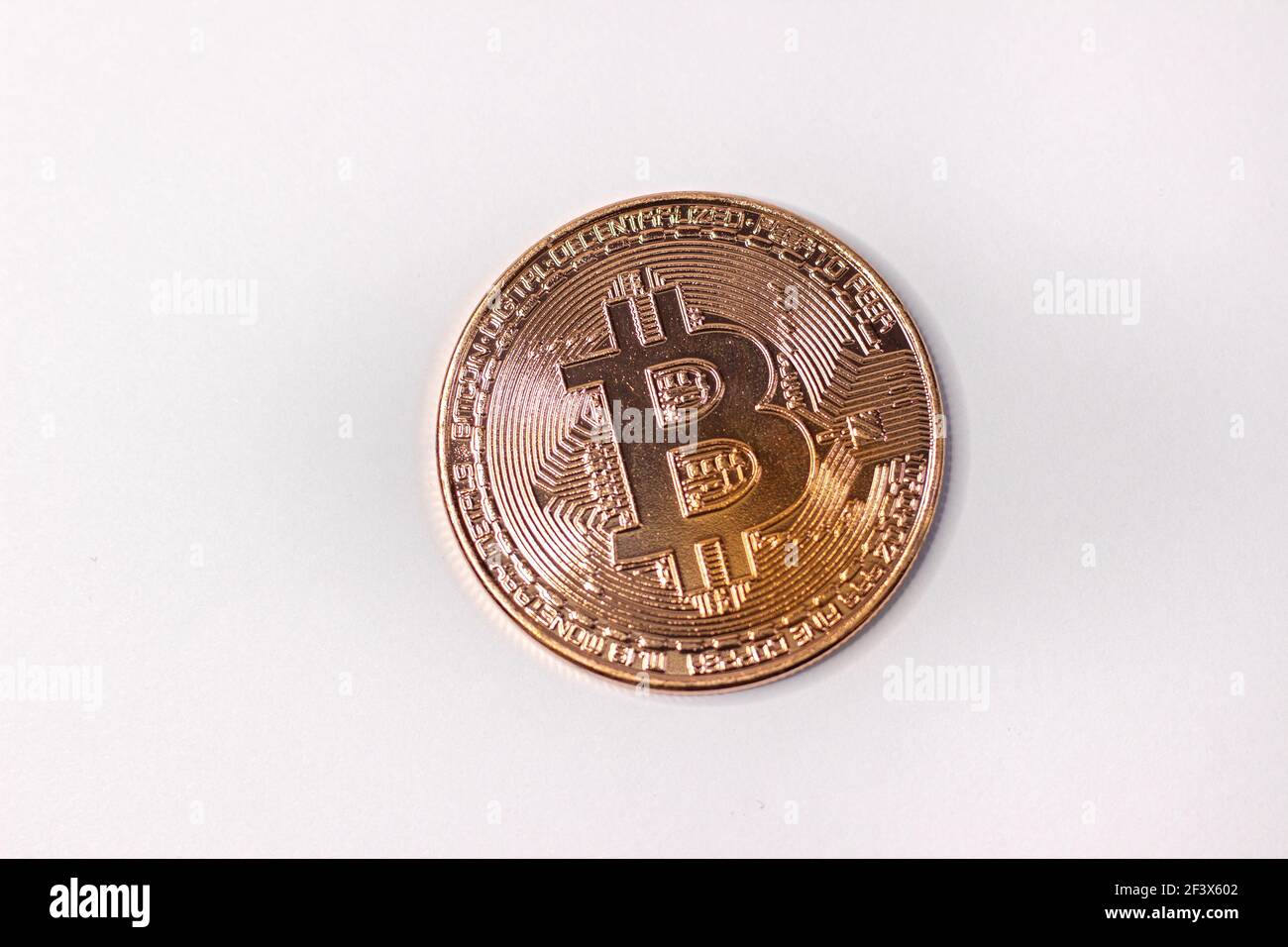 Bitcoin golden physical coin illustration hi-res stock photography and ...