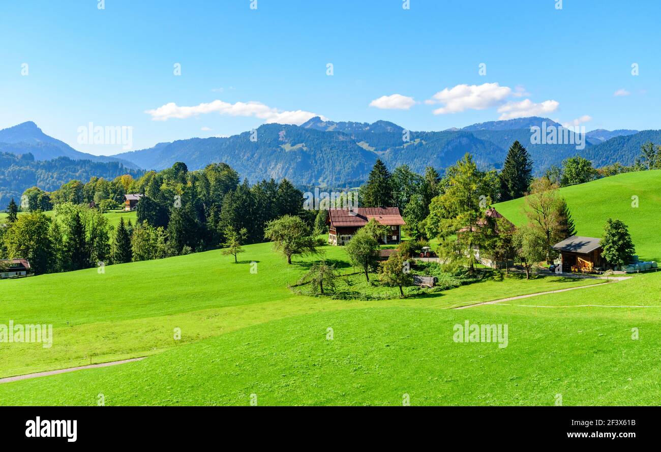 Beautiful countryside in the alpine foothills in bavarian Allgäu Stock ...