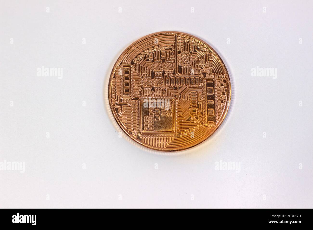 Bitcoin golden physical coin illustration hi-res stock photography and ...