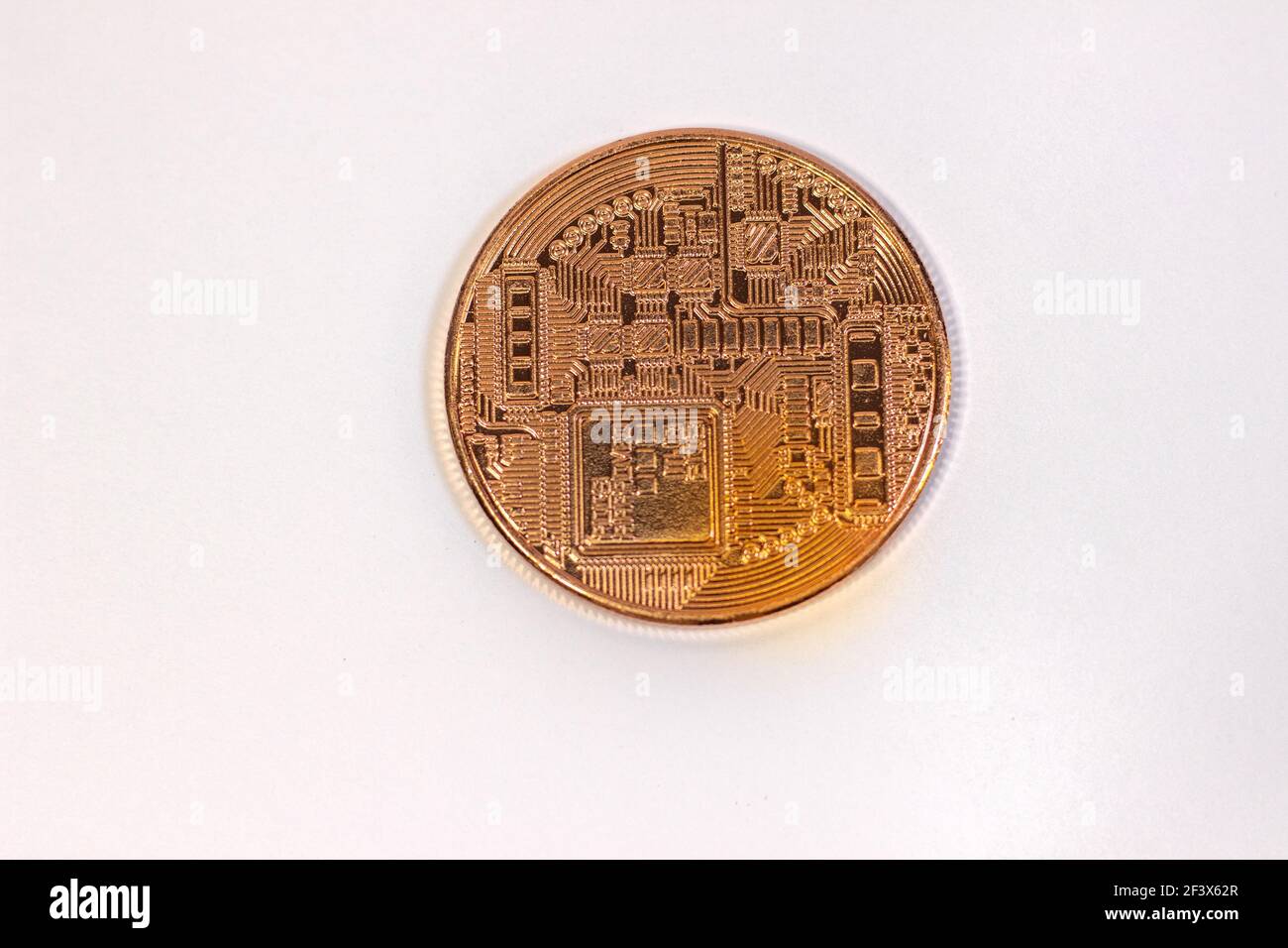 Bitcoin golden physical coin illustration hi-res stock photography and ...
