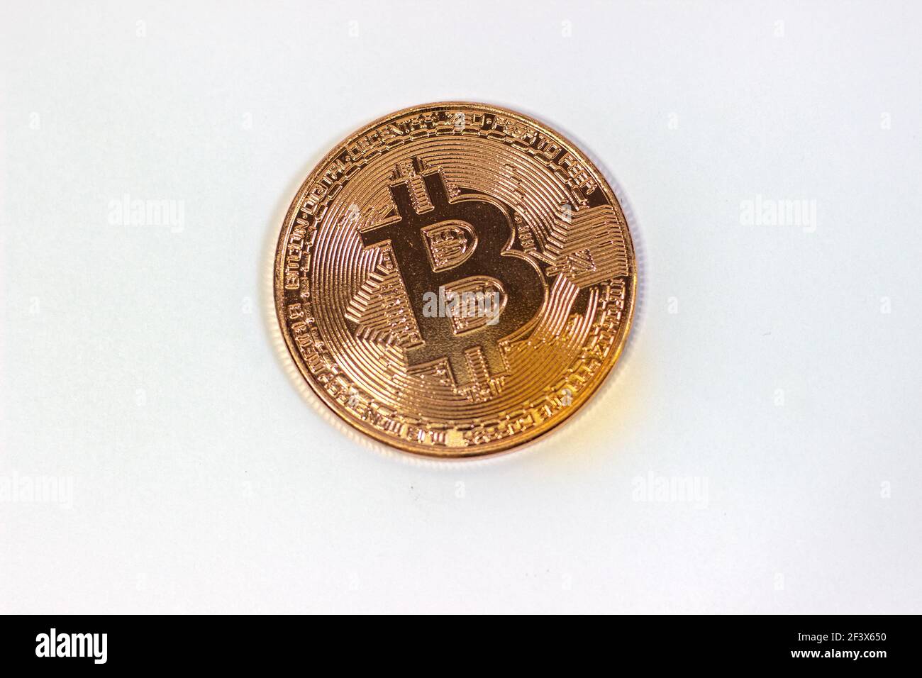 Bitcoin golden physical coin illustration hi-res stock photography and ...