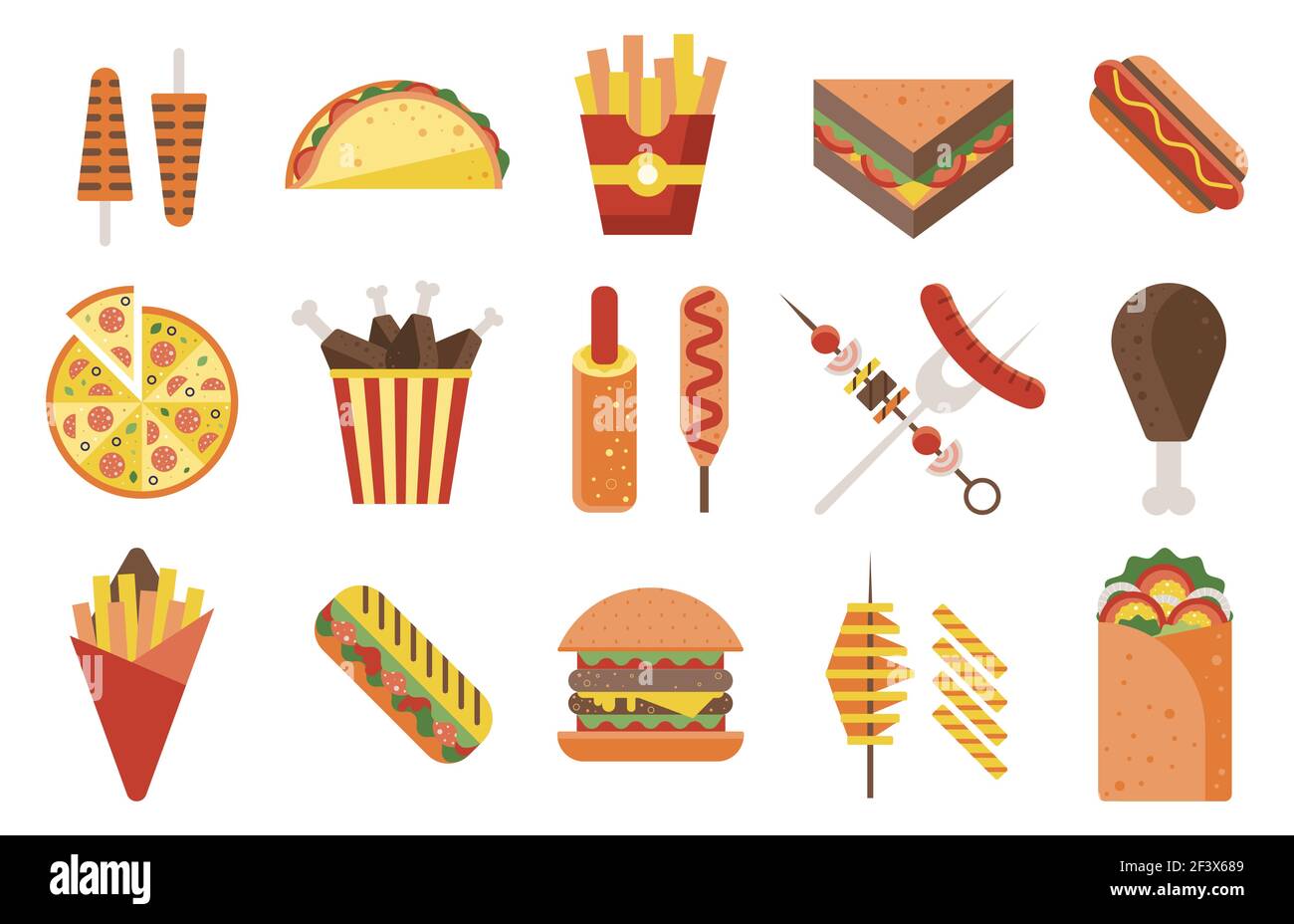 Snacks fast unhealthy food Stock Vector Images - Alamy