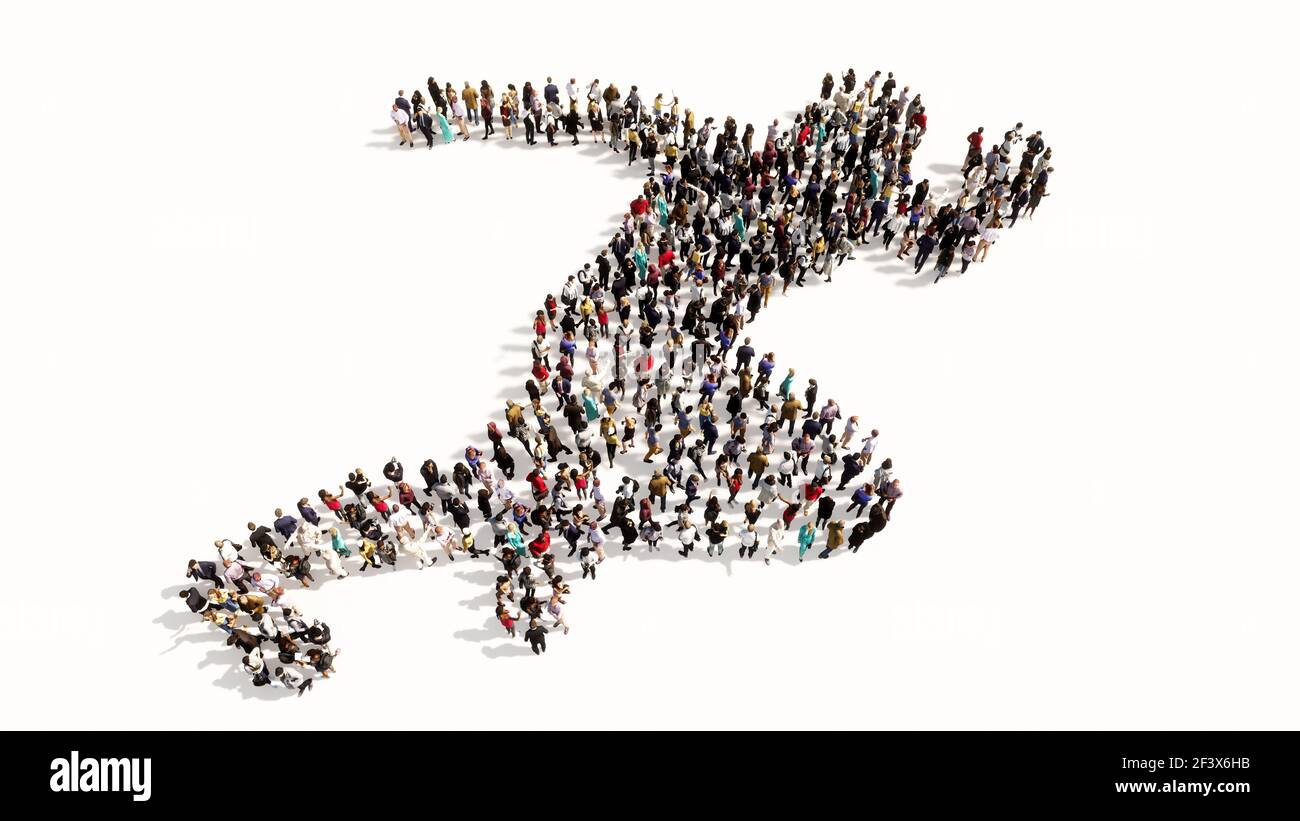 Concept or conceptual large community of people forming the image of a ...