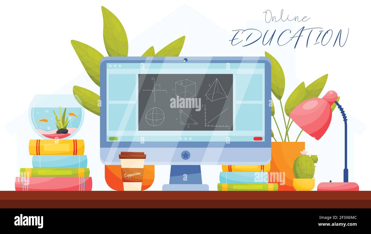 Video chat remote education Stock Vector Images - Alamy