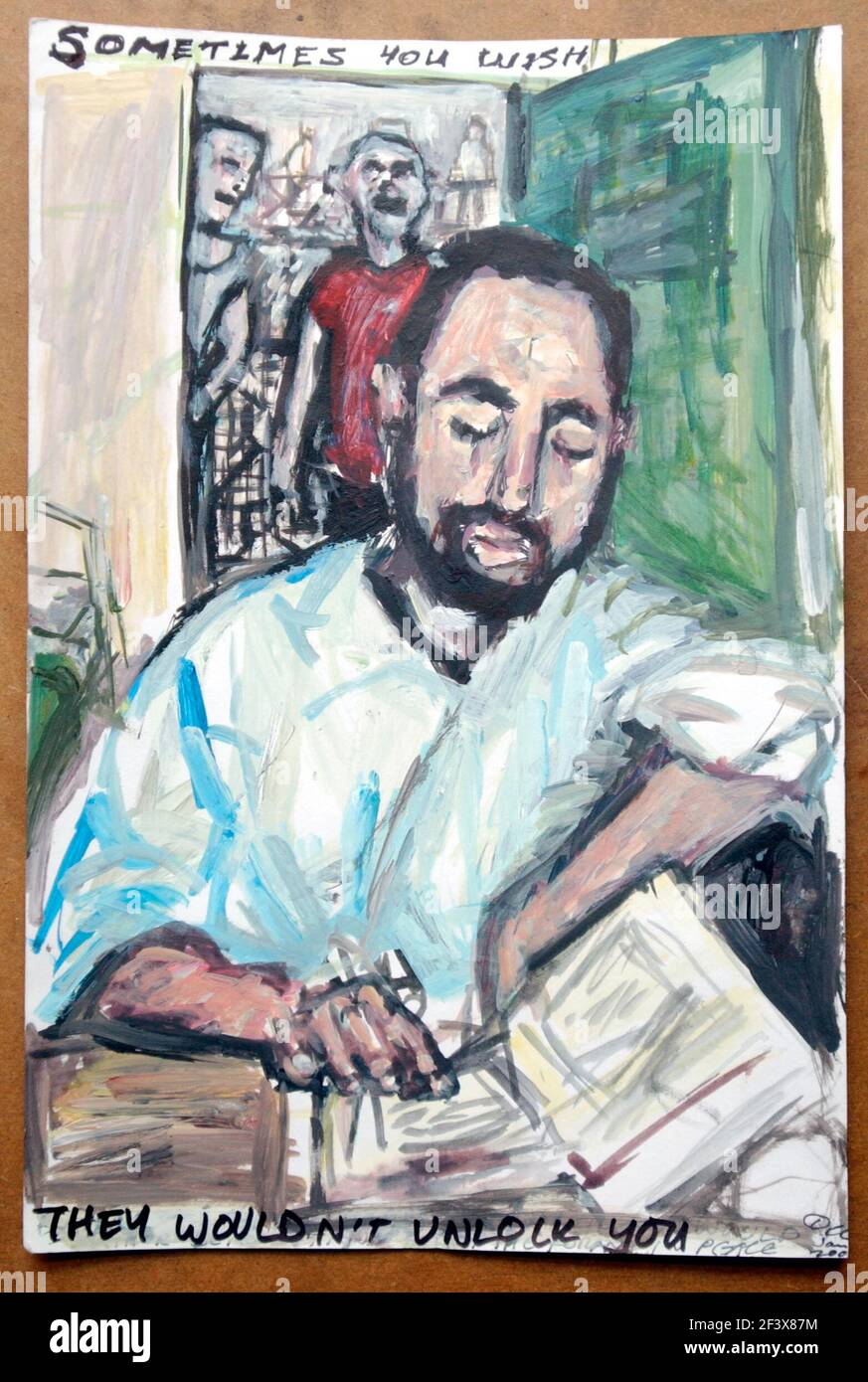 PAINTING OF LIFE INSIDE BELMARSH PRISON,BY LUCY EDKINS.26/1/05 PILSTON ...