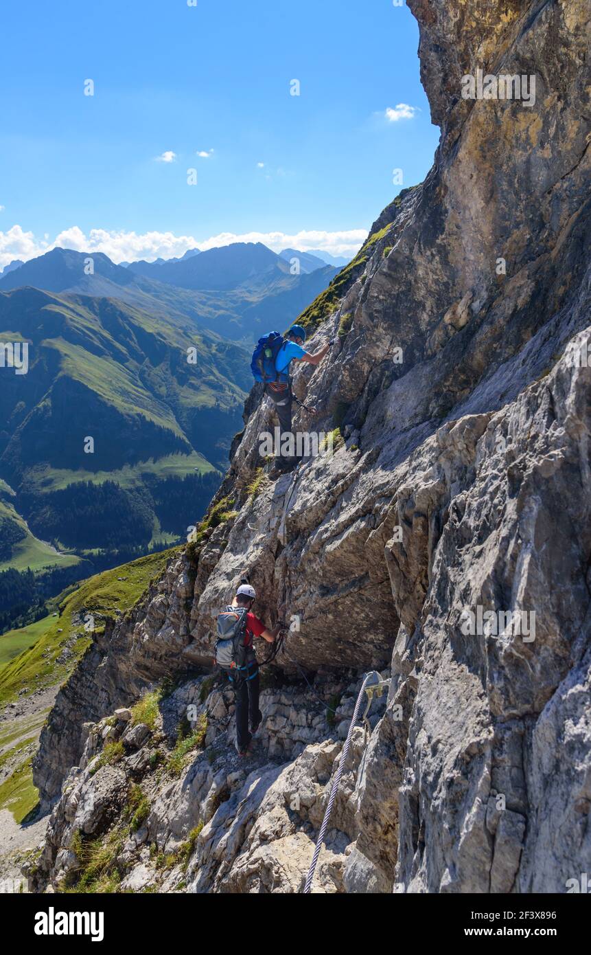 Via Ferrata climbing in high alpine region Stock Photo - Alamy