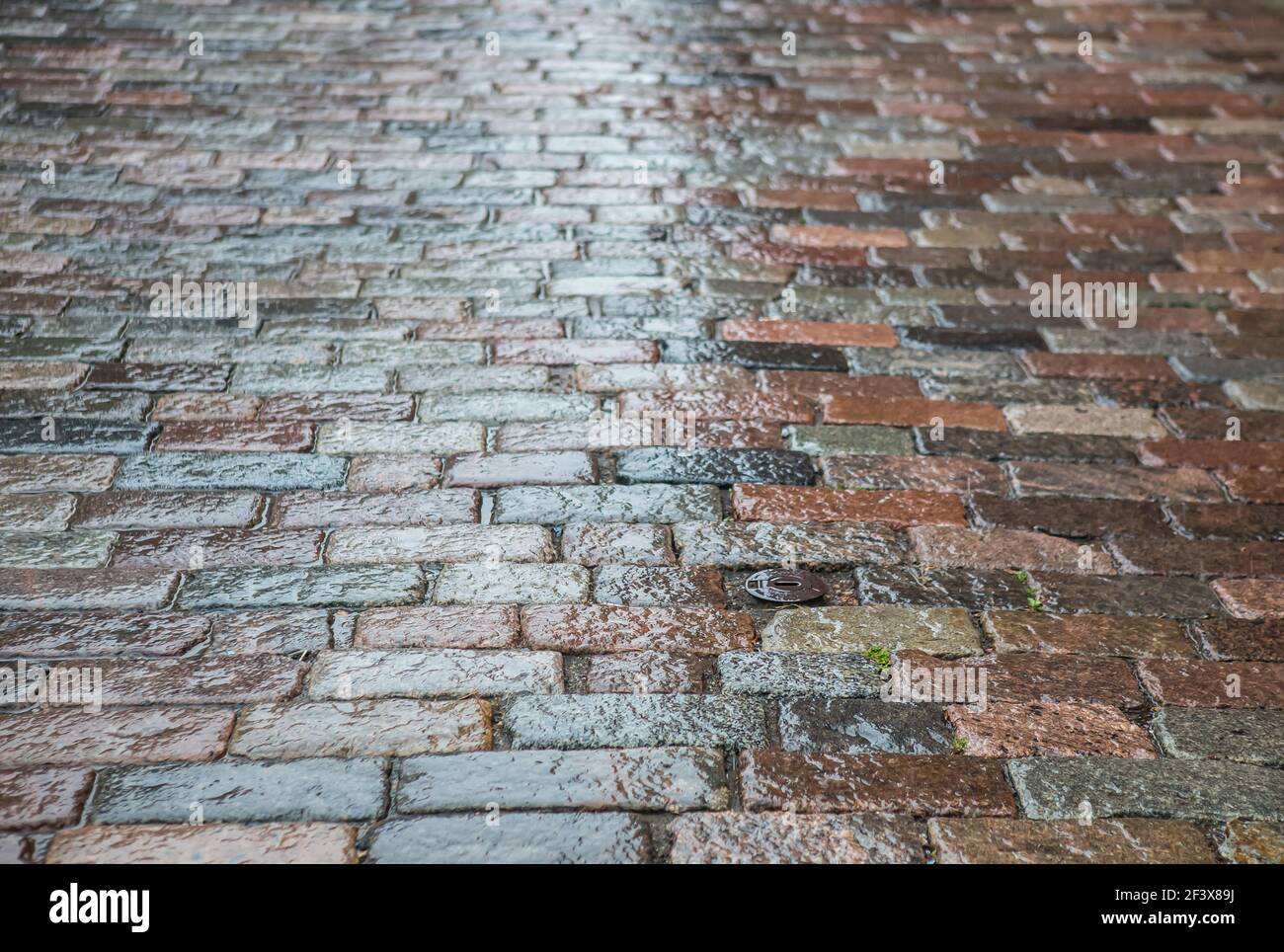 wet old stone granite pavement in the rain Stock Photo - Alamy
