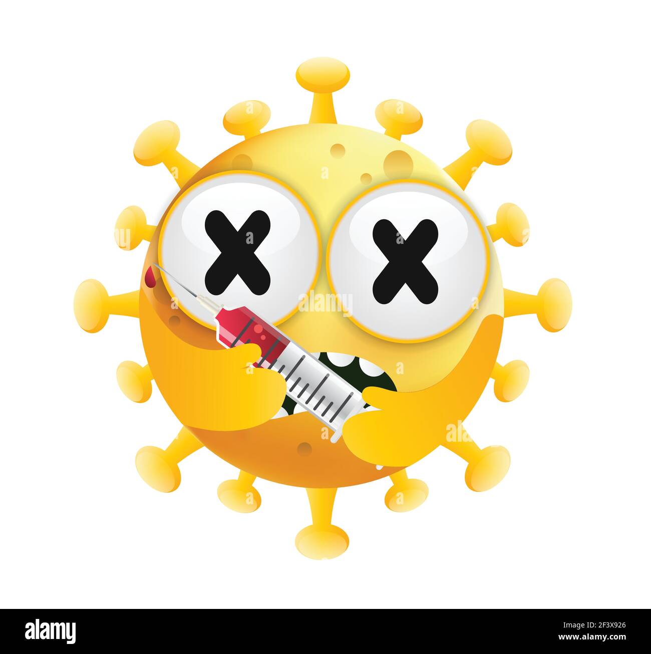 Corona emoji with syringe. Coronavirus illustration. Covid Virus ...
