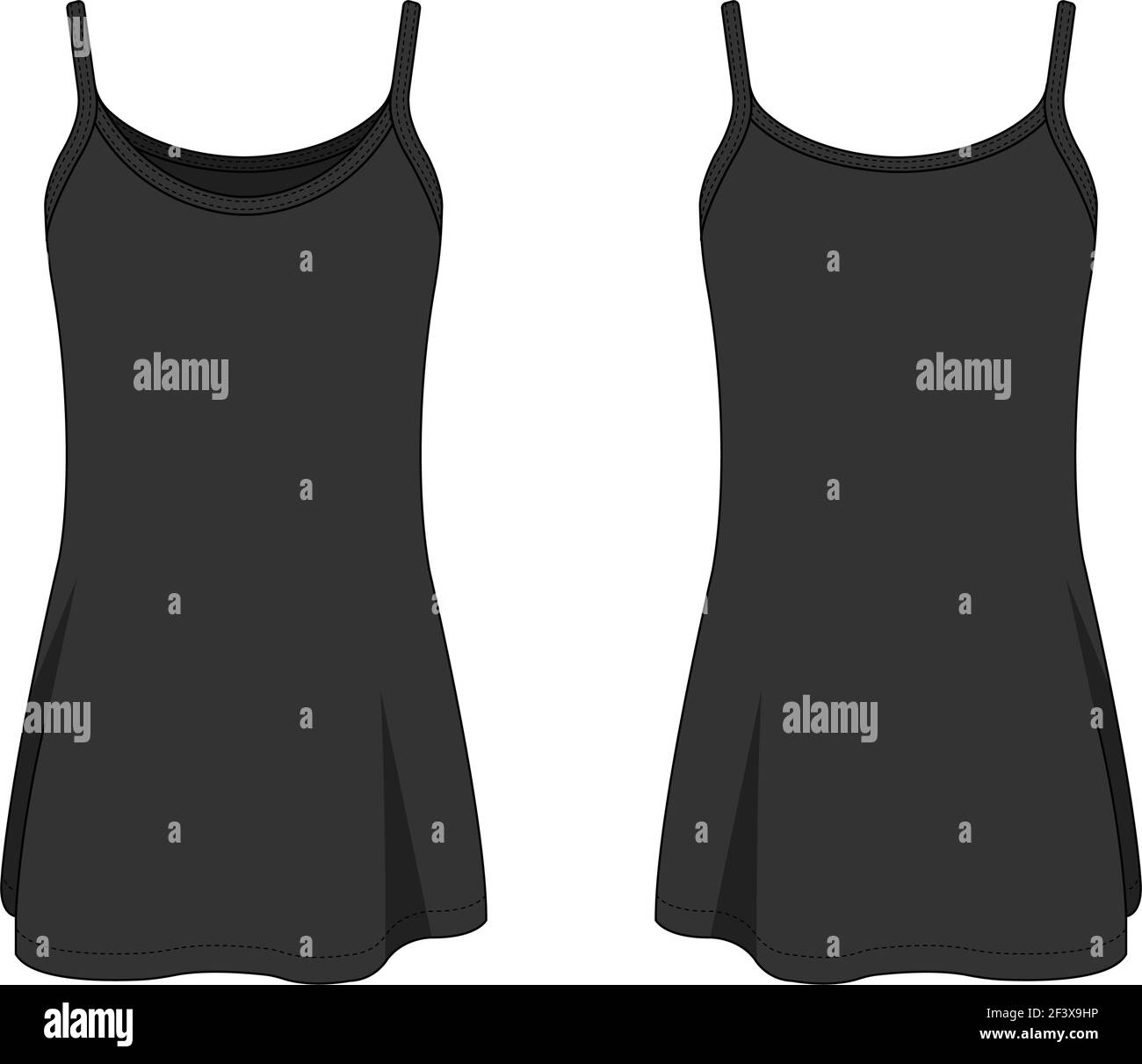 Woman long camisole dress template vector illustration Stock Vector ...